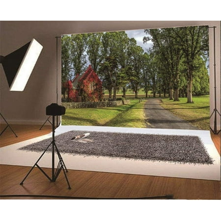 BSDHOME 7x5ft Photography Backdrop Ric Trees Grass Field Shabby Chic ...
