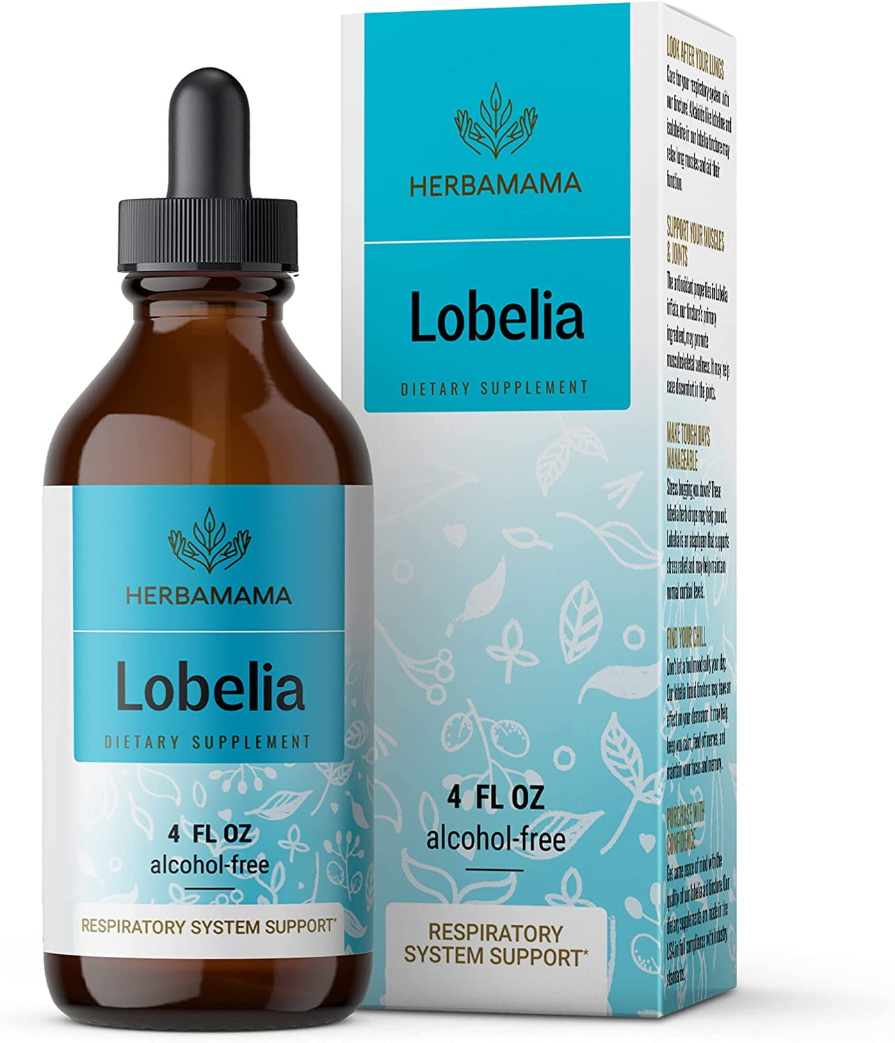 HERBAMAMA Lobelia Liquid Extract - Organic Herb Tincture for Lung ...