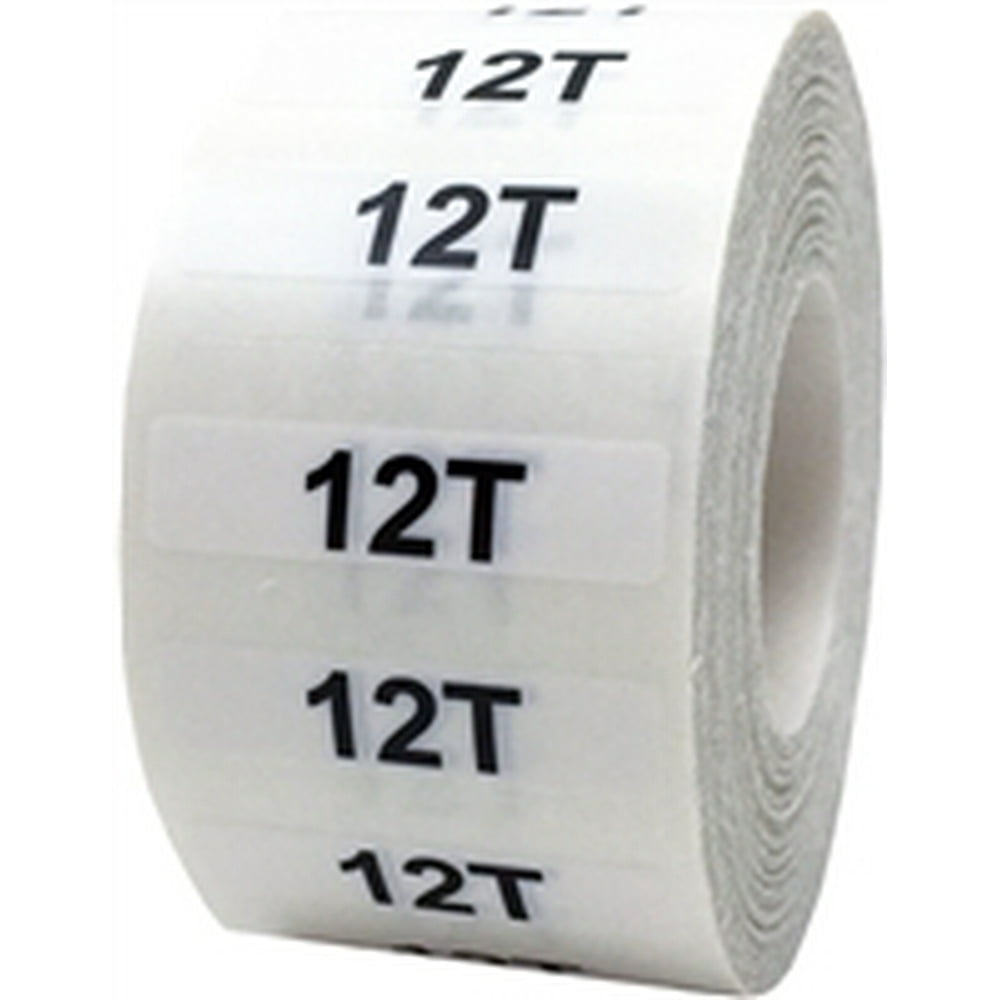 Clear 12T Infant/Toddler Clothing Size Strip Labels | 1.25 x 5" Inch ...