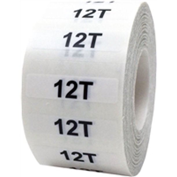 Clear 12T Infant/Toddler Clothing Size Strip Labels | 1.25 x 5" Inch ...