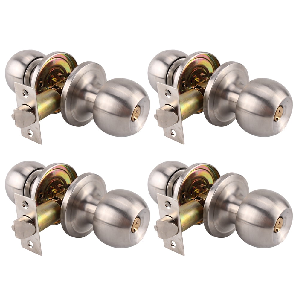 4 Pack Door Locks with Keys, Keyed Entry Door Knob Brushed Nickel ...