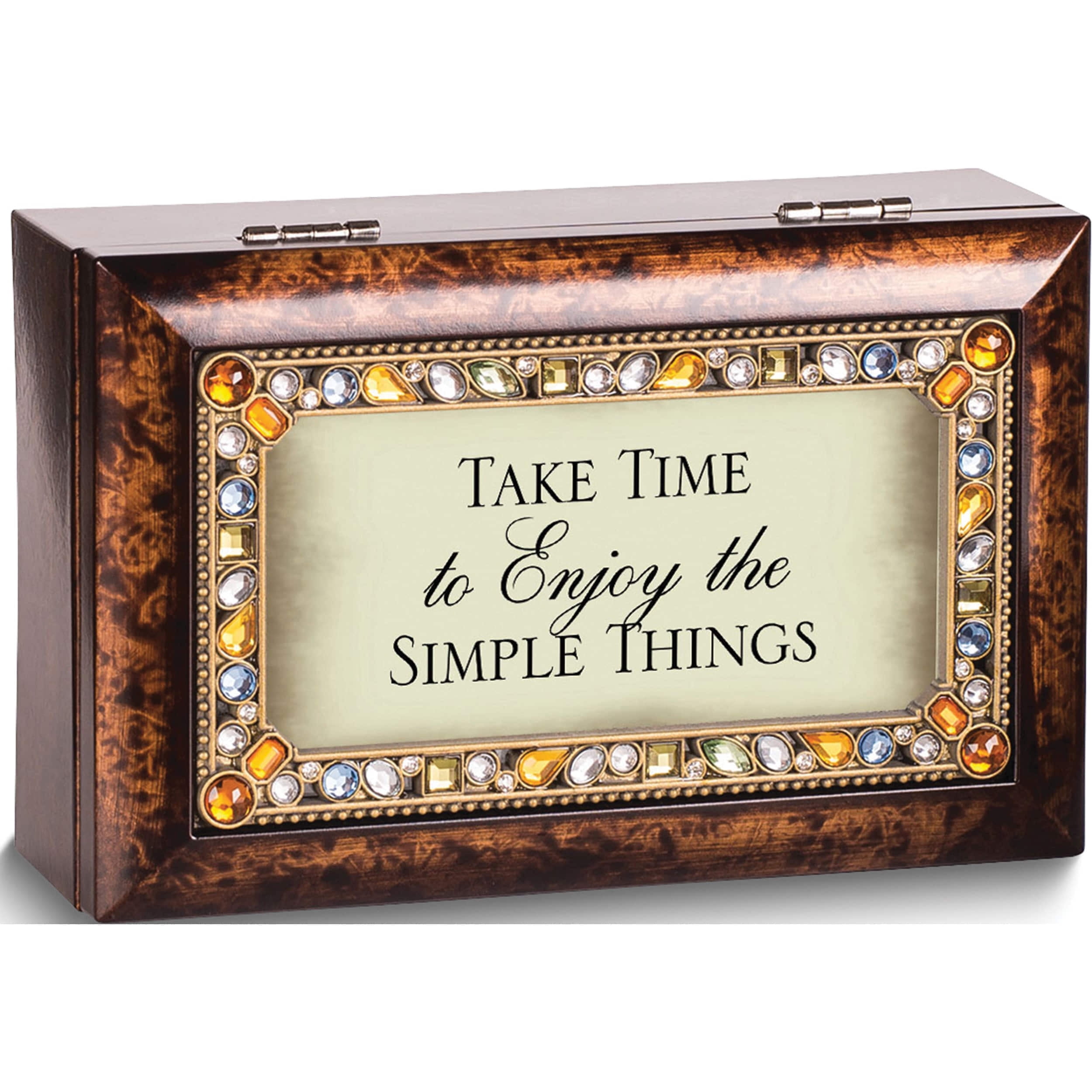 Fashion Take Time Petite Jeweled Amber Music Box (6 X 3.75) Made In ...