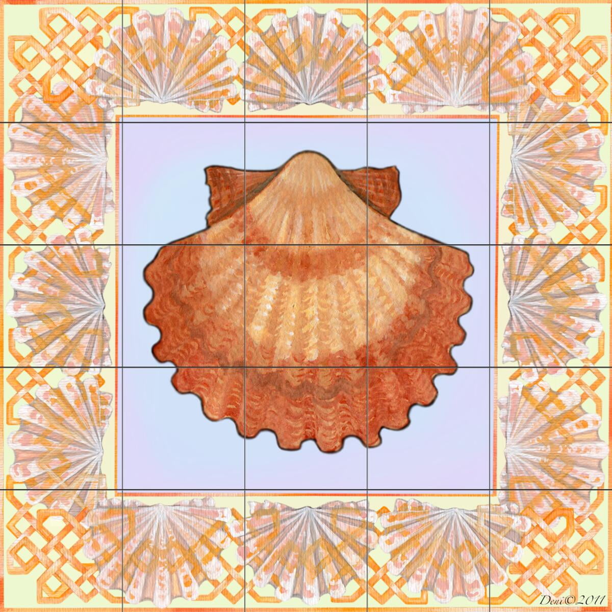 Tile Mural Bathroom Backsplash - Seashell Square 6-DF - by Denise ...