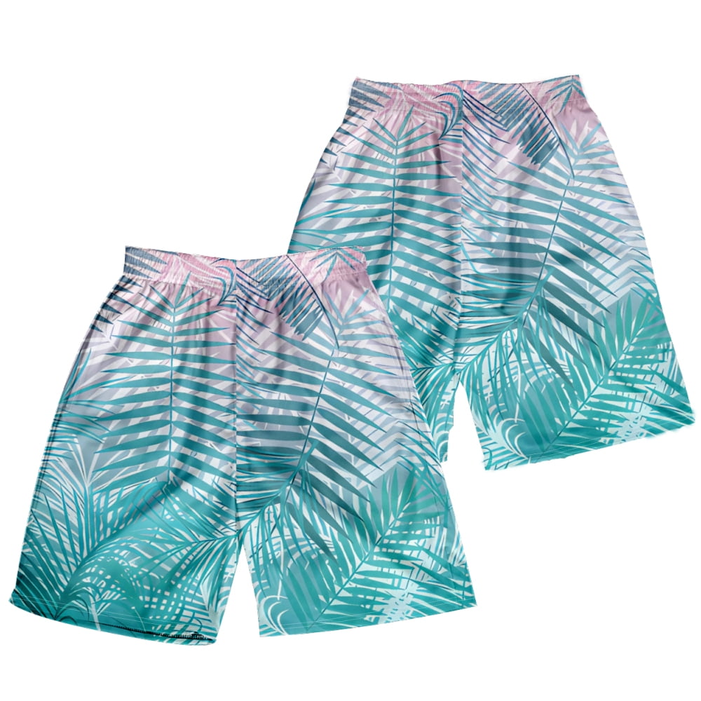 kingque Hawaiian Print Shorts for Men Surfing Swimming Board Shorts ...