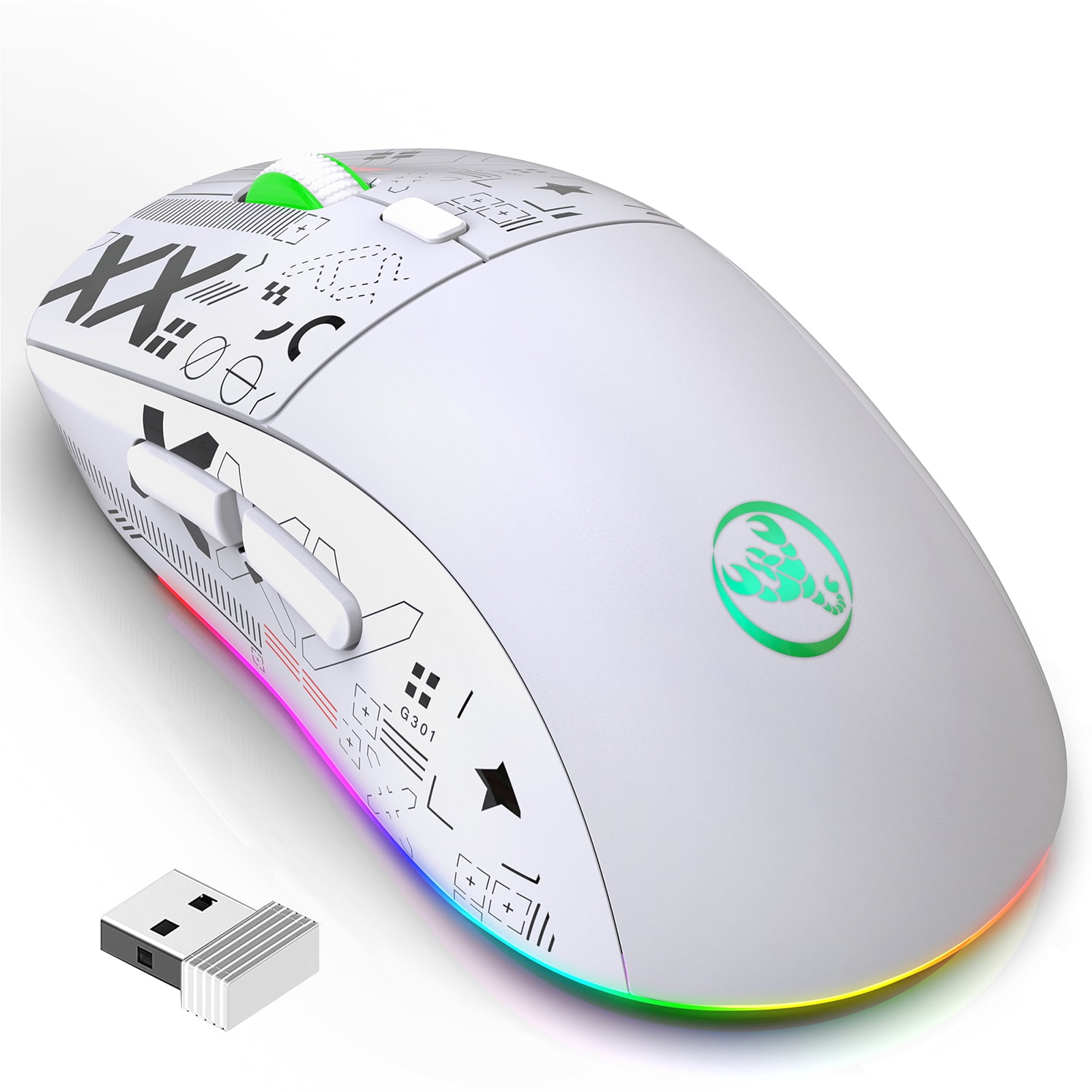 hxsj T90 2.4G Ratón mecánico inalámbrico RGB Gaming Mouse Diseño ...