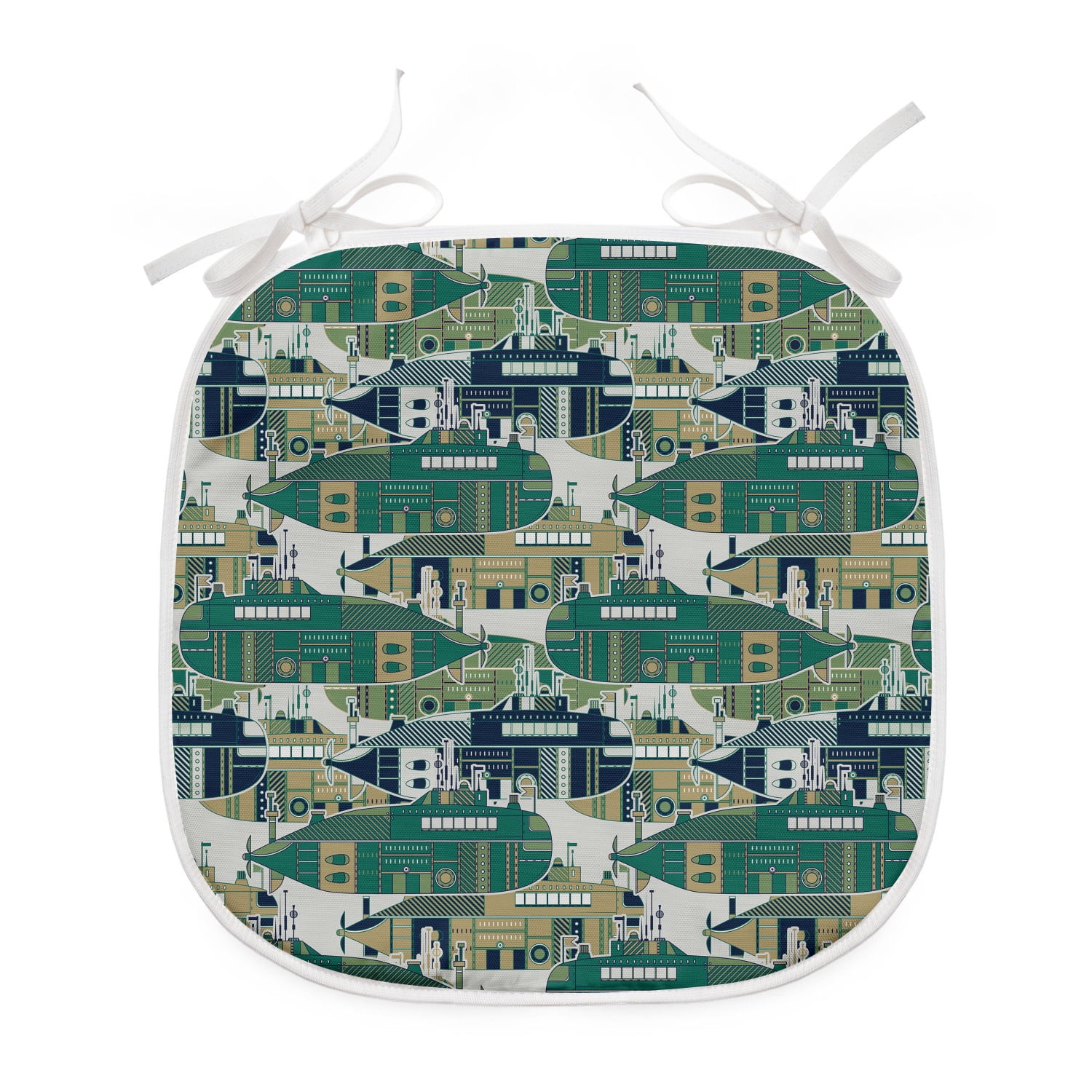 Retro Dining Chair Pad, Retro Submarine Concept with Torpedoes Vintage ...