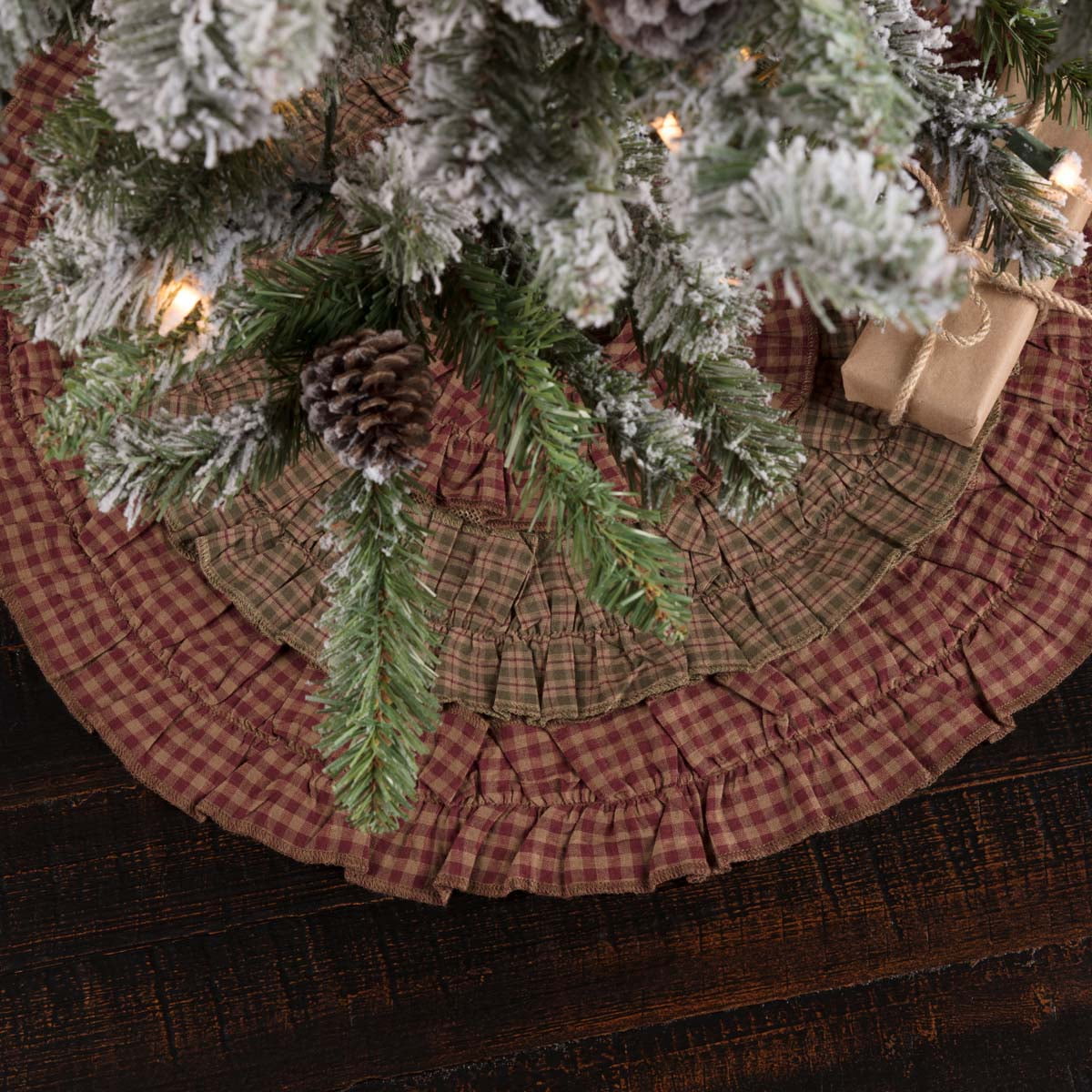 Burgundy Red Rustic Christmas Decor Sequoia Cotton Ruffling 21 ...