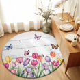 3ft Area Rug,Spring Farm Flowers Tulips Washable Large Rugs Soft Non ...