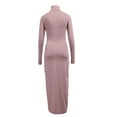 Conairie Maxi Dresses for Women Solid Color Crew Neck Slim Elegant Long ...