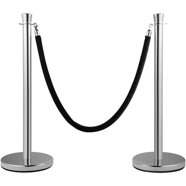 Costway 6Pcs Stanchion Posts Queue Pole Retractable 3 Velvet Ropes with ...