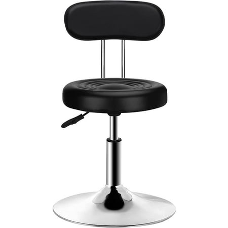 Round Bar Stool Backrest Adjustable Height PU Leather Adjustable ...