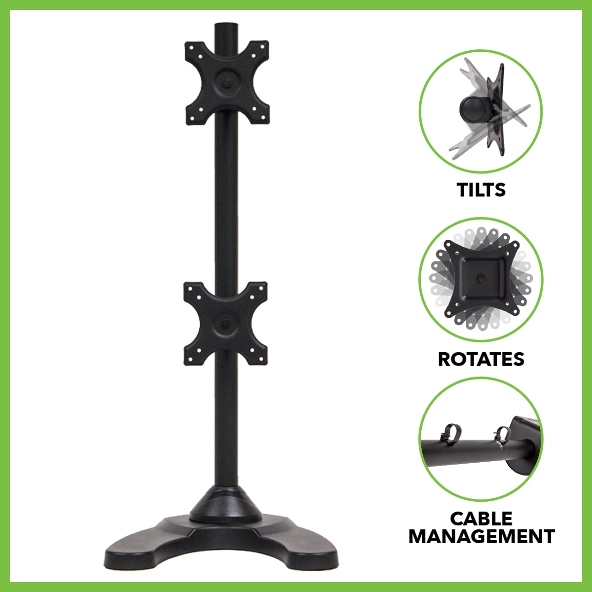 NavePoint Dual Vertical LCD Monitor Mount Stand Free Standing Holds 2 ...