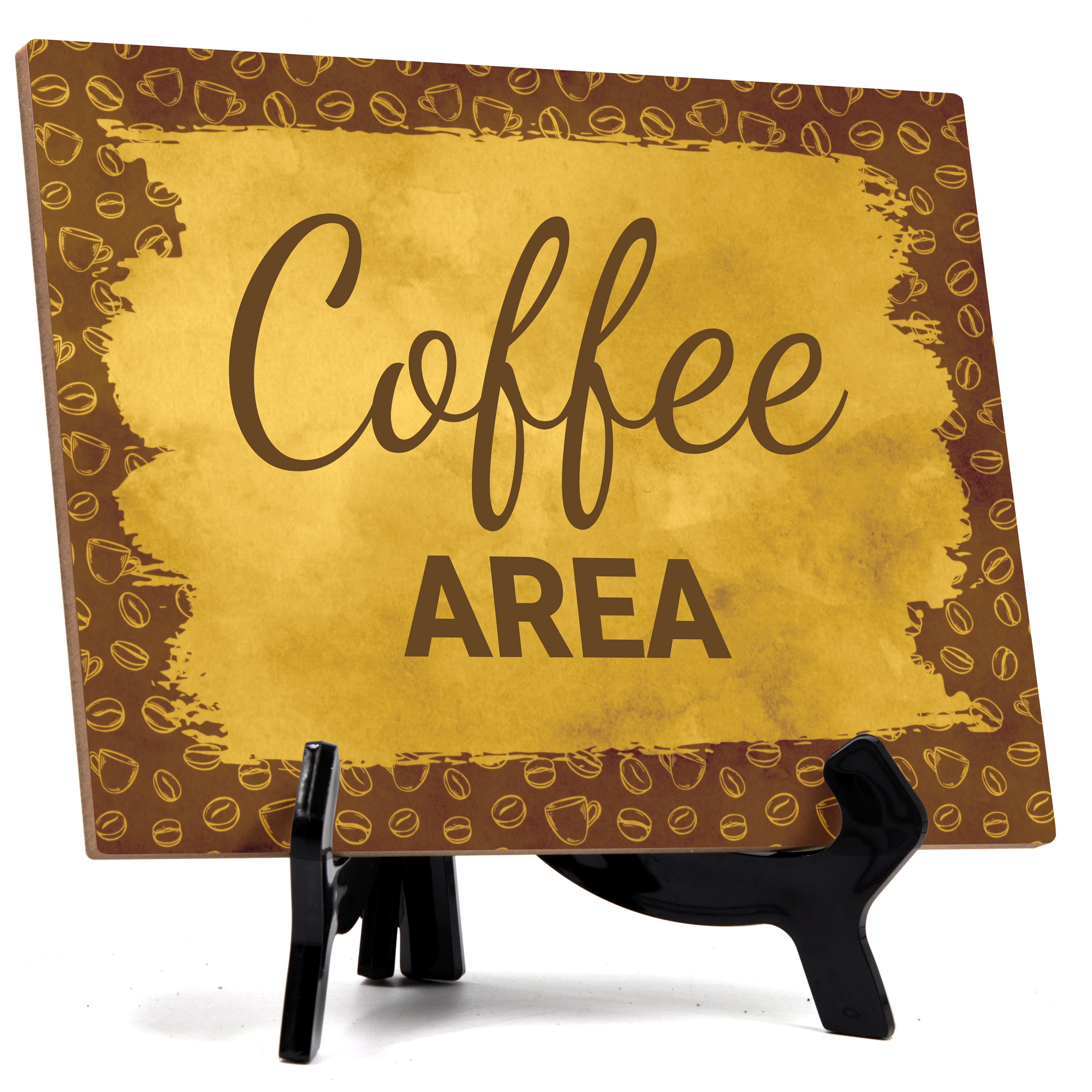 Signs ByLita Coffee Area, Golden Latte Table Sign With Acrylic Stand (8 ...