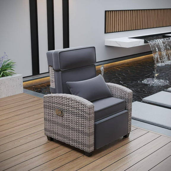 TOTAL Outdoor Reclining Chairs with Extended Footrest, Adjustable Patio ...