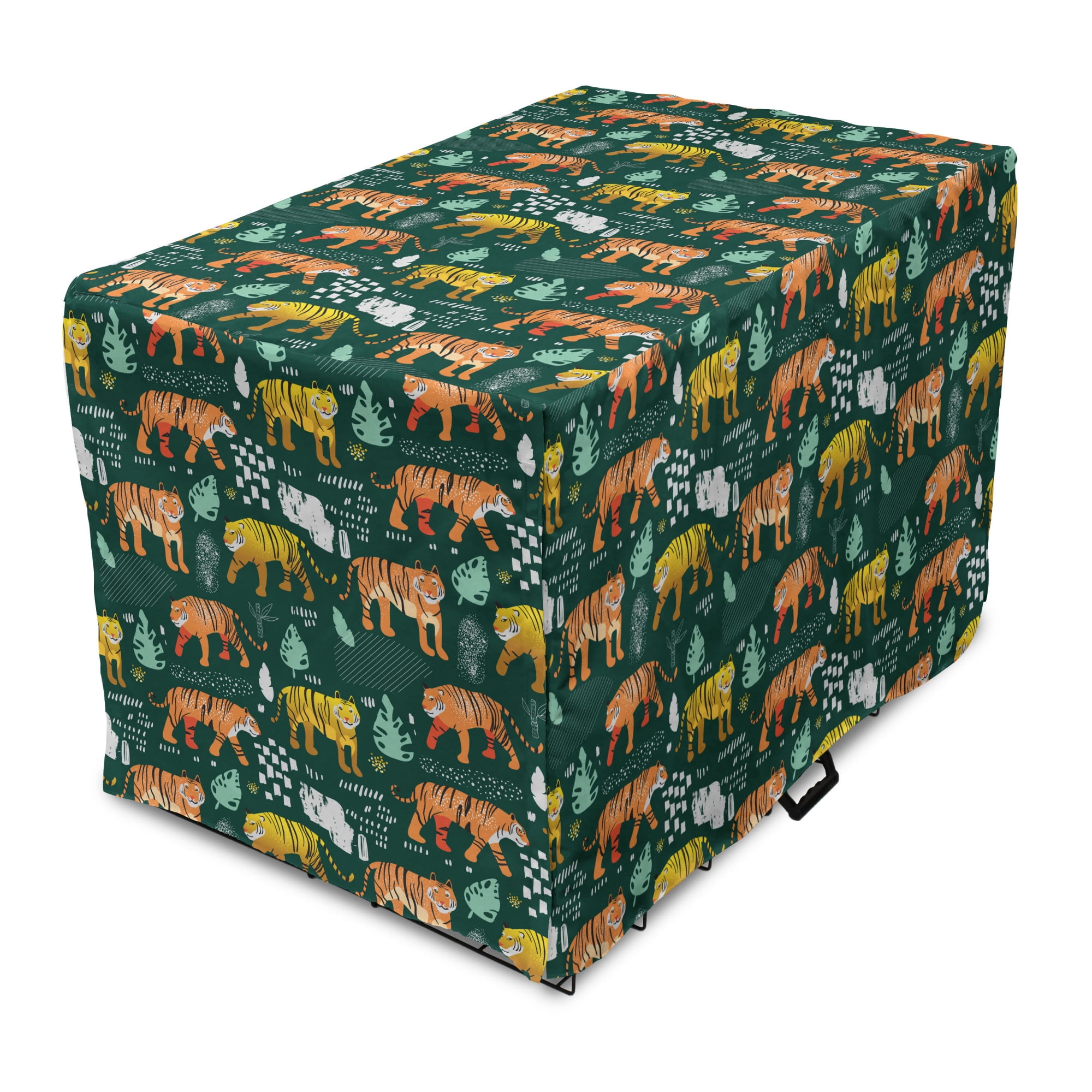 Tigers Dog Crate Cover, Wildlife Interpretation of Jungle Animals, Easy ...