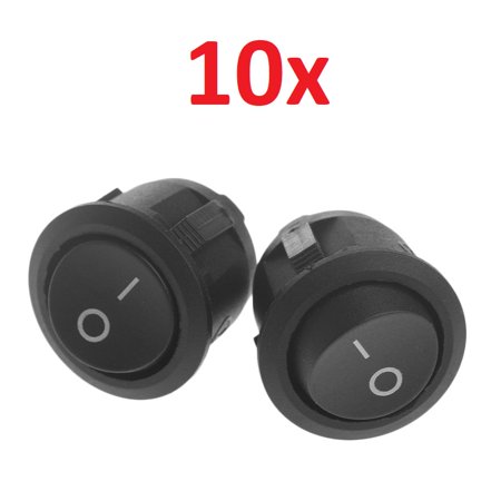 10x 3-Pin Black 3/4" Hole Round Rocker Switches 10A 125V / 6A 250V ...