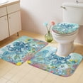 Blue Octopus Bathroom Rugs Set Jellyfish Fish Turtles Color Coral Ocean ...
