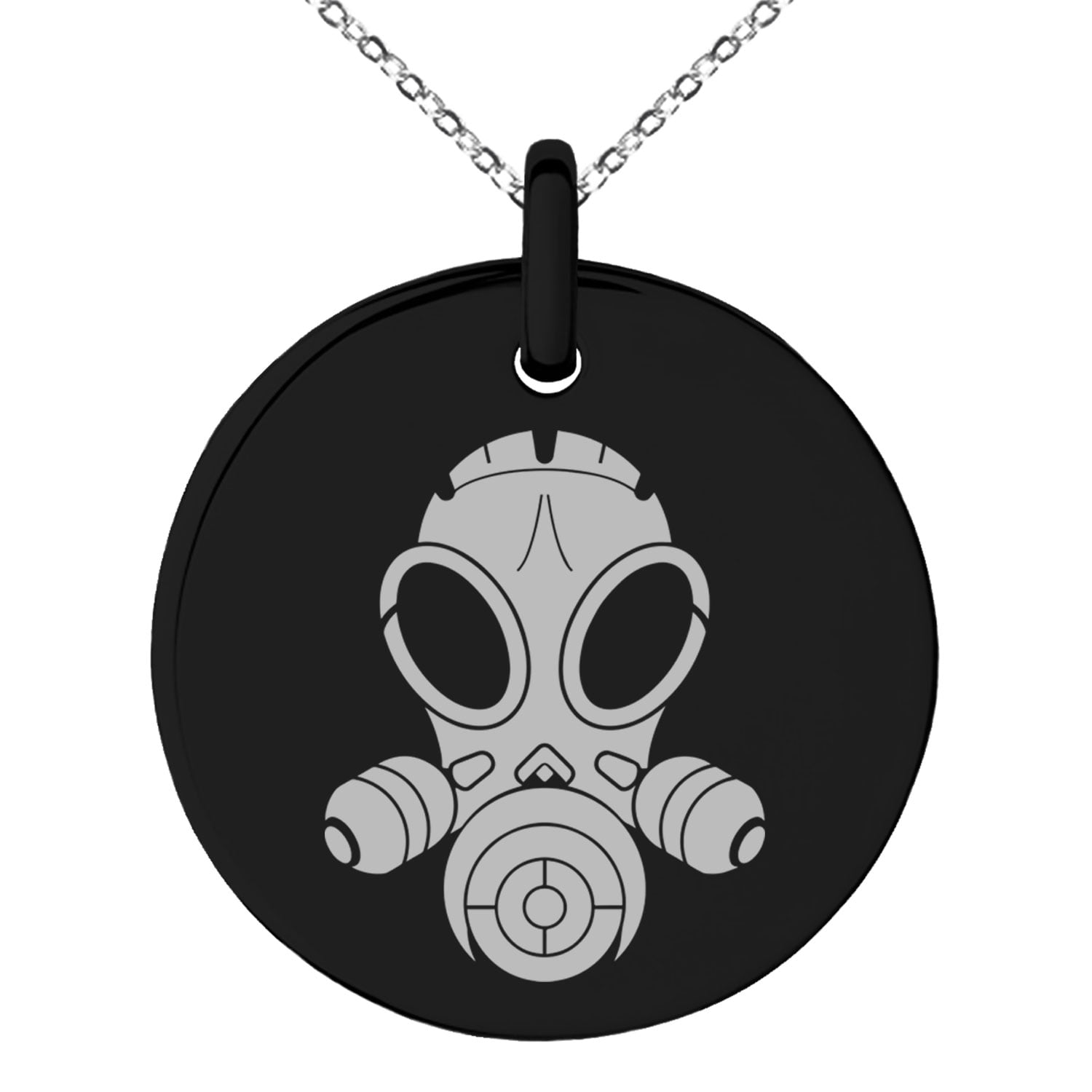 Stainless Steel Biohazard Gas Mask Engraved Small Medallion Circle ...