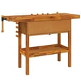 vidaXL Workbench with Drawers and Vices 48.8"x20.5"x32.7" Solid Wood ...