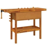 vidaXL Workbench with Drawers and Vices 48.8"x20.5"x32.7" Solid Wood ...