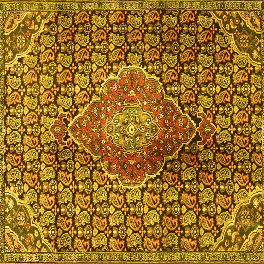 Ahgly Company Indoor Square Persian Yellow Traditional Area Rugs, 6 ...