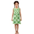 Christmas Diagonal Green Plaids Snowflakes Sleeveless Dress A-Line One ...