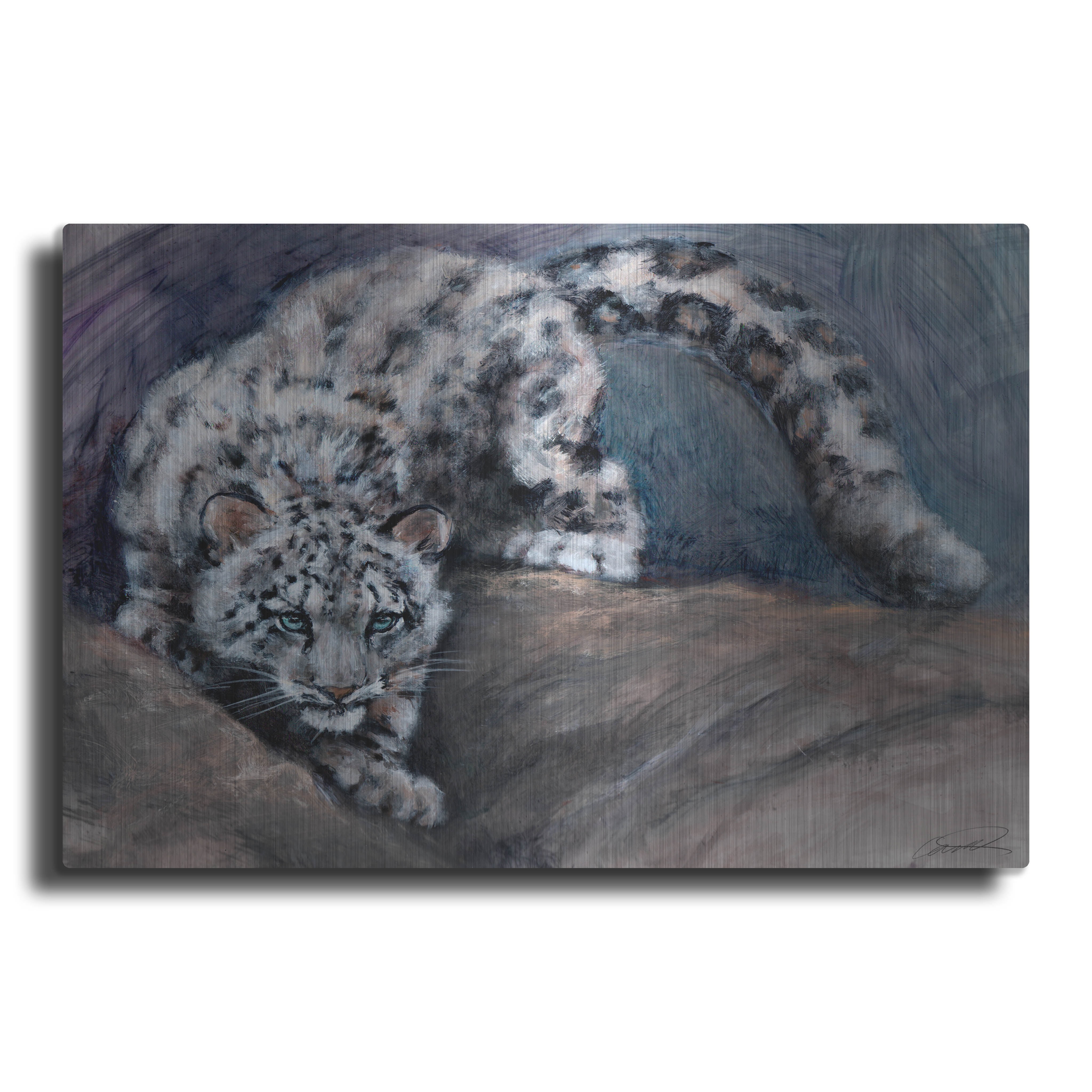 Luxe Metal Art 'Stalking Snow Leopard Cub' by Robert Campbell, Metal ...