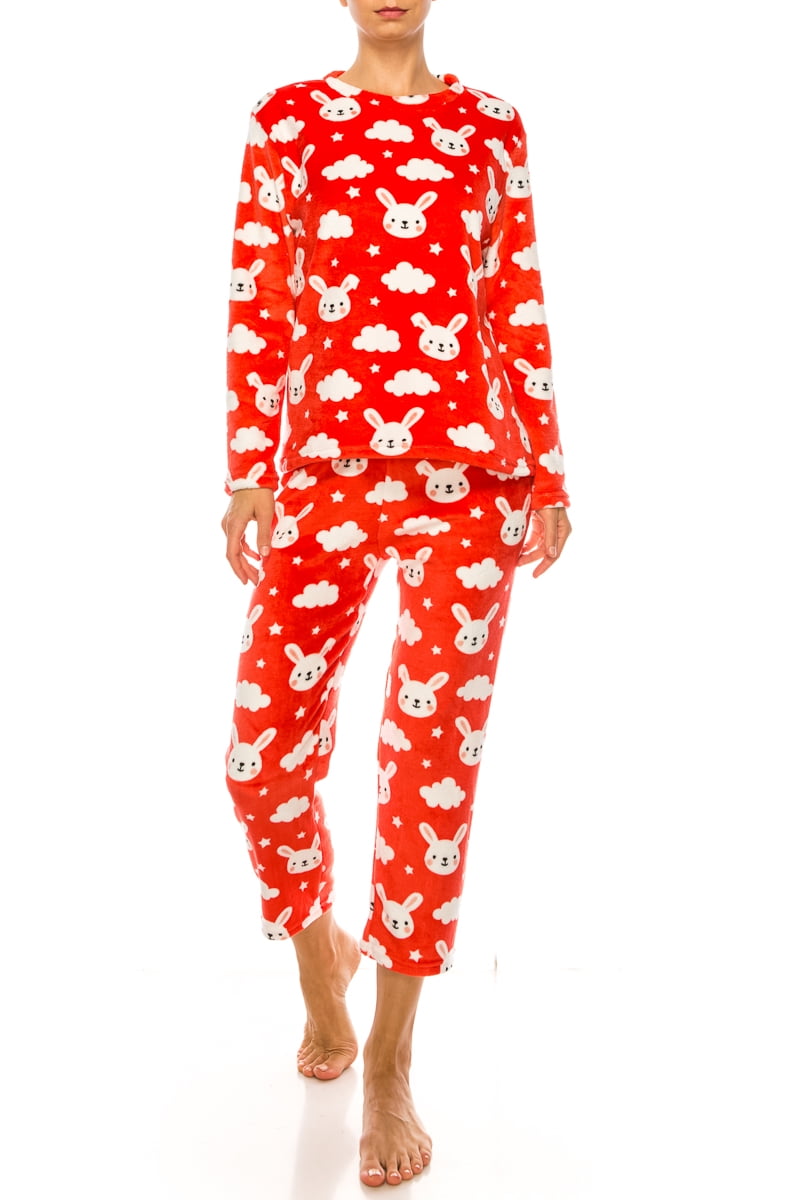 Womens Fleece Pajama Set Pullover - Warm Pajamas for Winter - Walmart.com