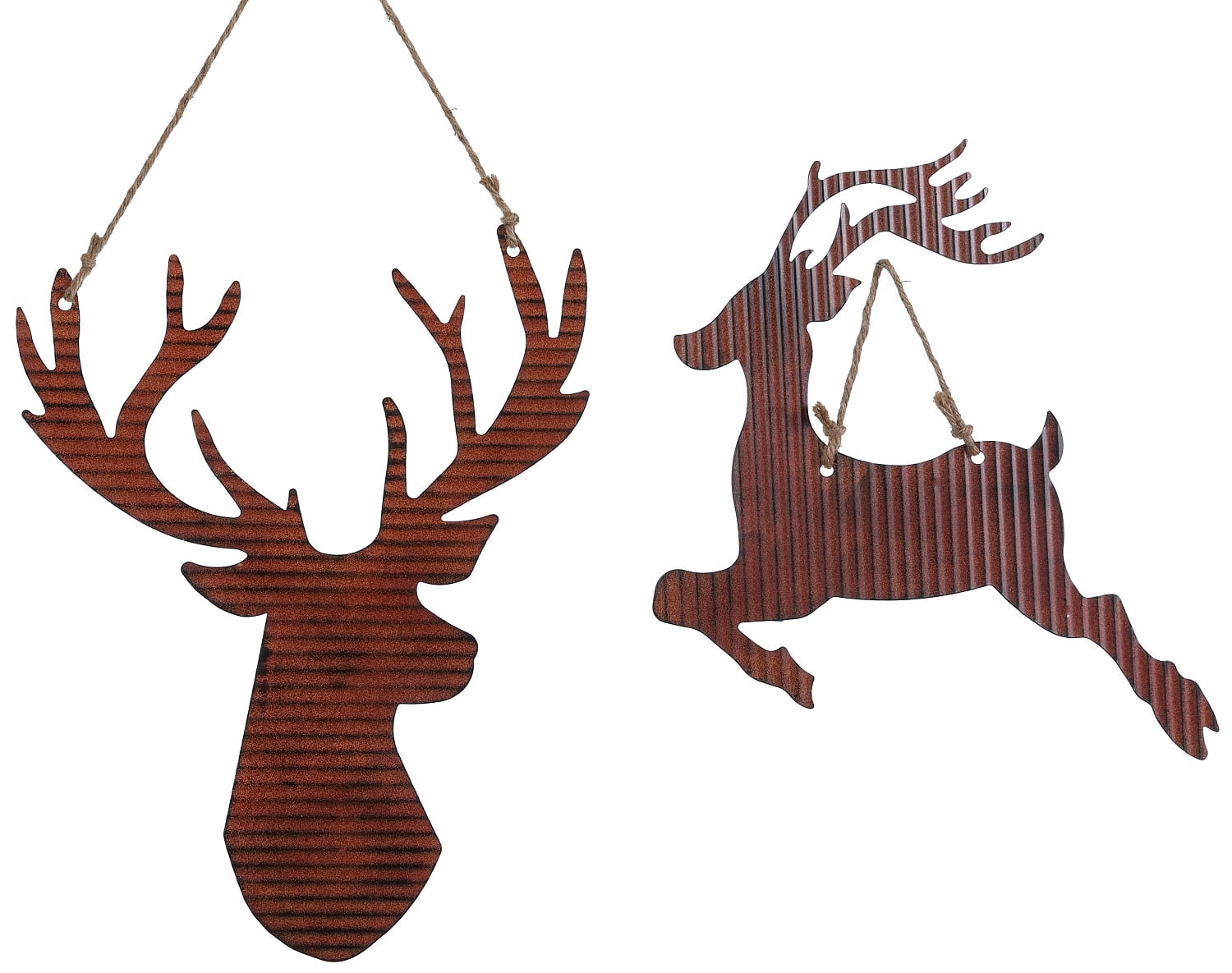 Deer Head and Dashing Deer Cut Out Corrugated Rusted Metal Wall Decor ...