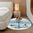 Round Area Rug for Living Room Bedroom, Watercolor Nautical Anchor ...