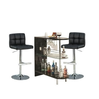 Retro 3 Piece Bar Set with 2 stools Black and Chrome - Walmart.com