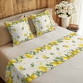 Bed Runner for Cal King Size Bed, Vintage Lemon 3 Pcs Bedding Runner ...