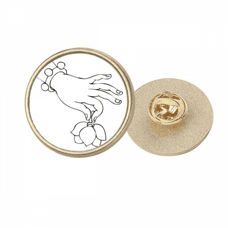 Culture Lotus Line Drawing Round Metal Golden Pin Brooch Clip | Walmart ...