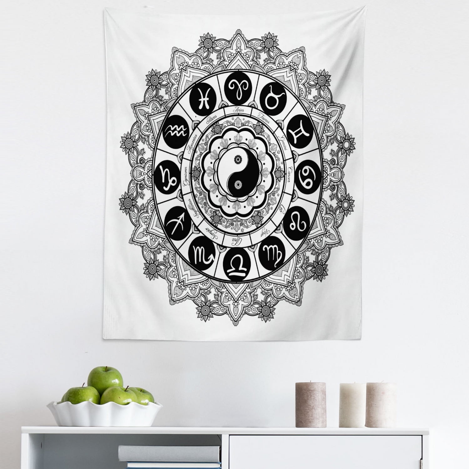 Peace Tapestry, Round Zodiac Theme Design in Centre Astrology Signs ...