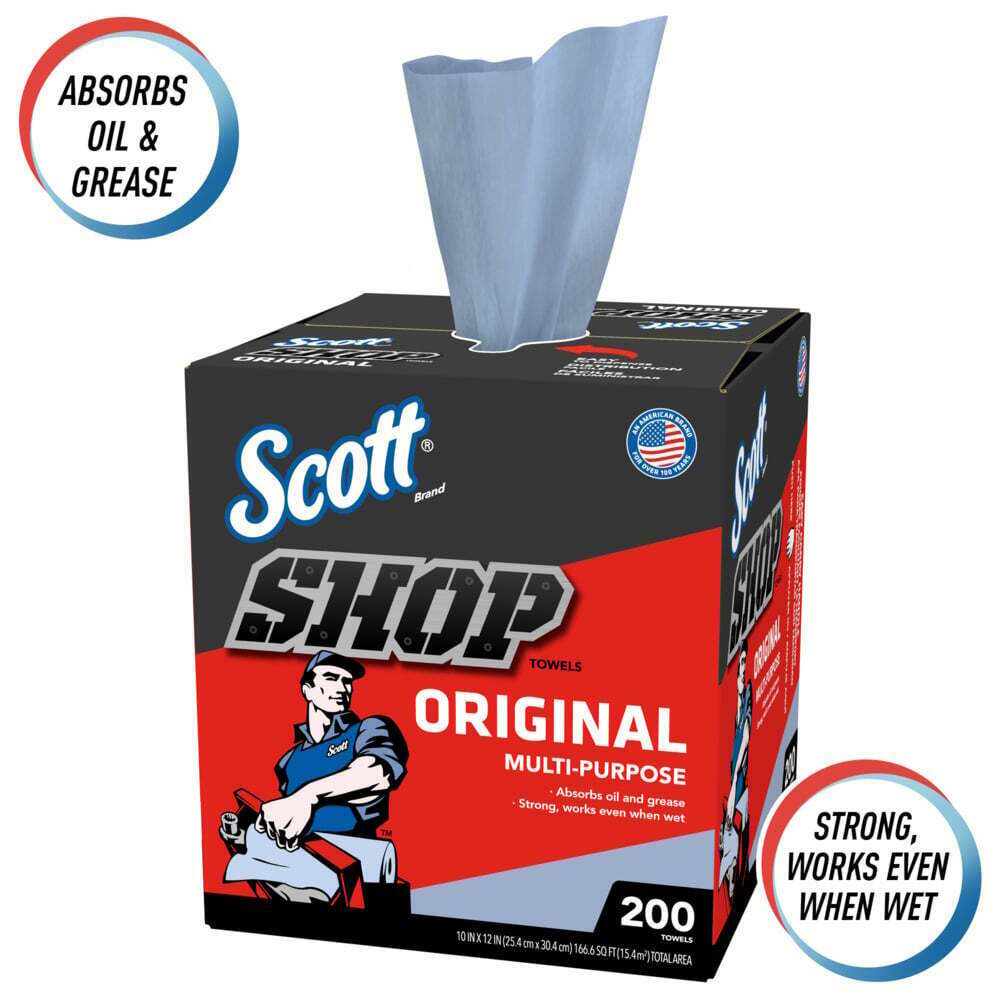 Scott Heavy Duty Paper Shop Towels, Automotive Mechanic Use, 200 Count ...