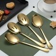 ReaNea Gold Stainless Steel Serving Spoons 4 Pieces Include 2 Serving ...