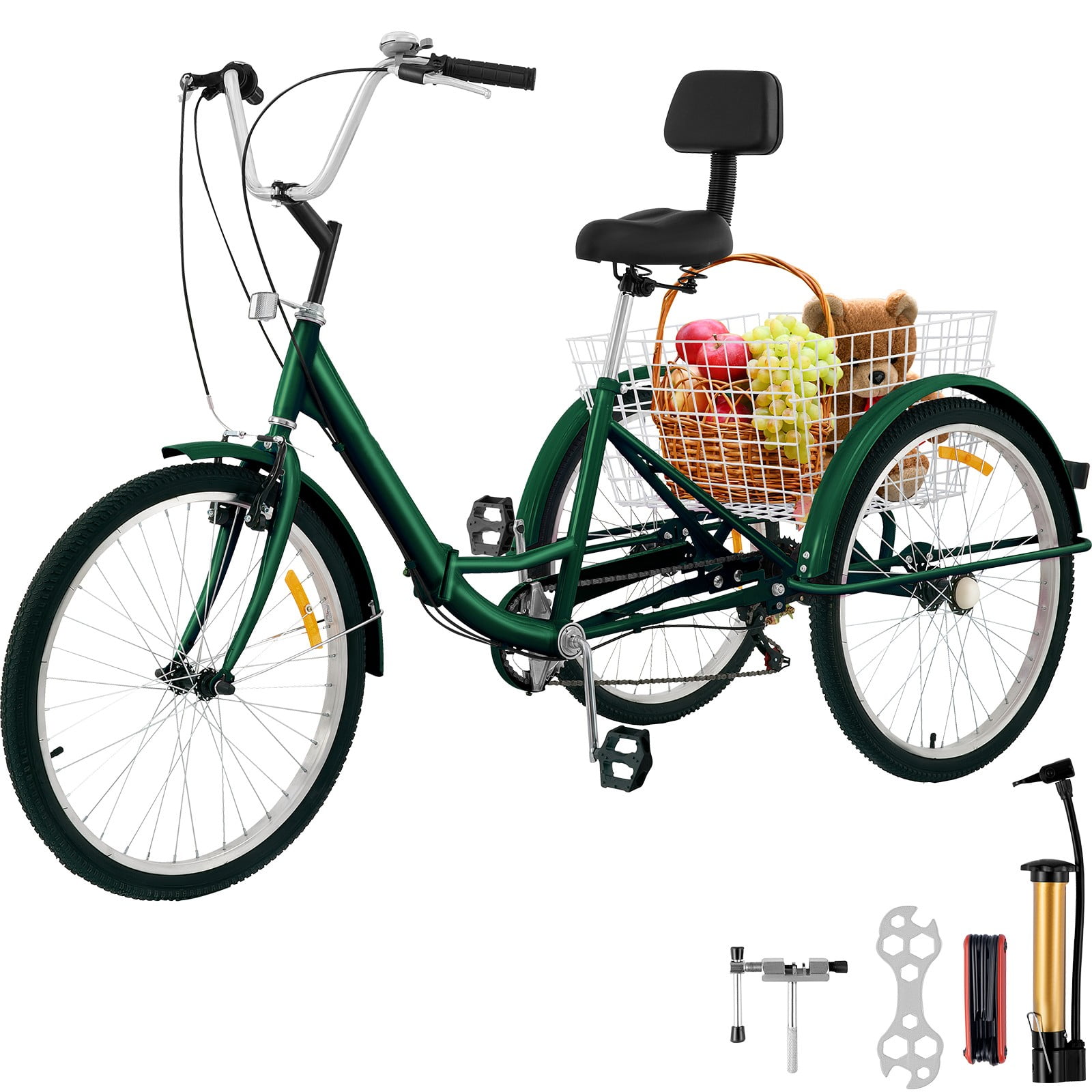 BENTISM Tricycle Adult 24'' Wheels Adult Tricycle 7-Speed 3 Wheel Bikes ...