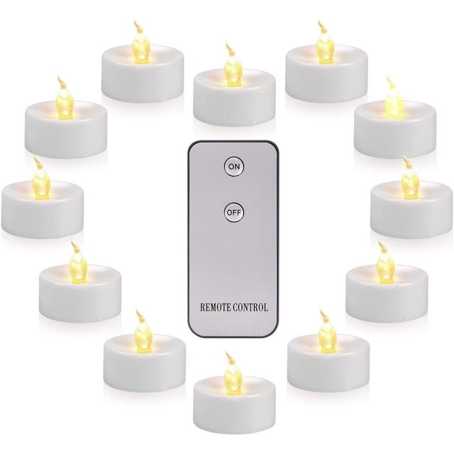 12pcs LED Tea Light Flameless Flickering Tealight with Remote Control ...