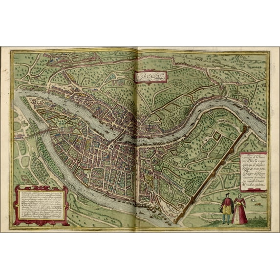 24"x36" Gallery Poster, map of lyon france 1612 - Walmart.com