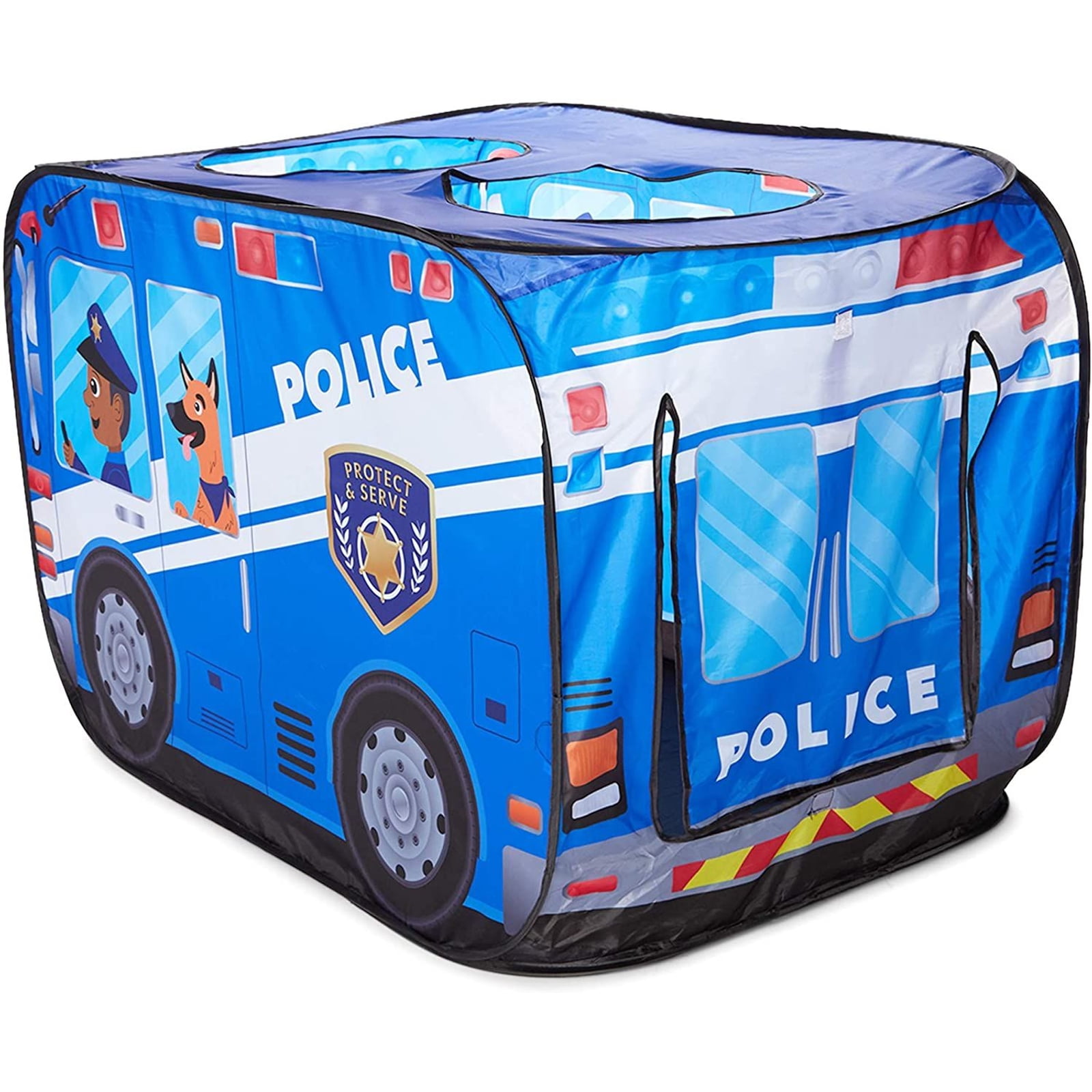 Kids Pop up Play Tent Foldable into Carrying Bag, Police Car Playhouse ...