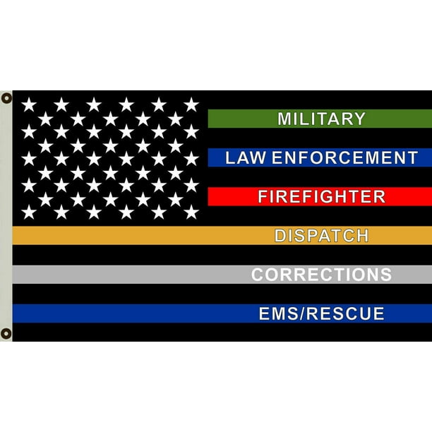 3x5FT Salute Thin Multi Line Flag Military Police Fire Corrections ...