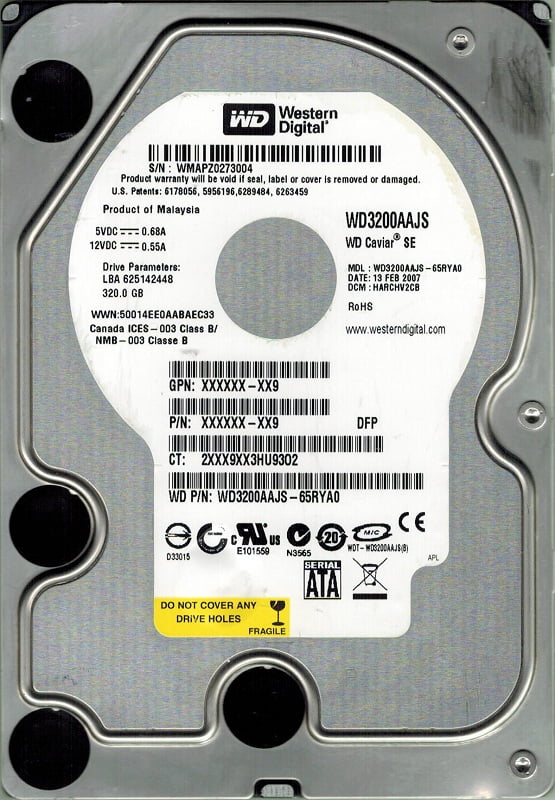 Western Digital WD3200AAJS-65RYA0 320GB DCM: HARCHV2CB - Walmart.com