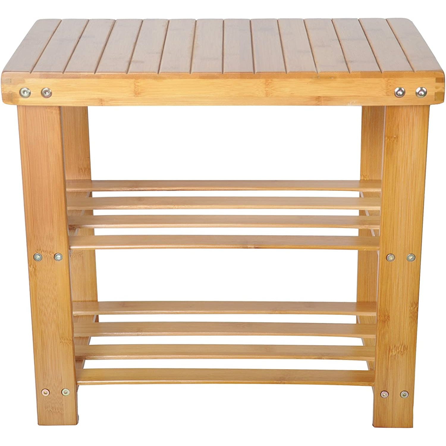 2-Tier Shoe Rack Bench Seat Entryway Storage Shelf Bamboo Shoes Rack ...