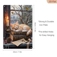 1pc Metal Wall Art, 8x12 Inches, Cozy Winter Cat on Books with Candle ...
