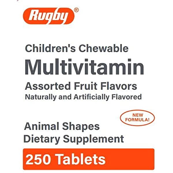 Rugby 80681011600 Animal Shapes Children's Chewable Multivitamin Tabs ...
