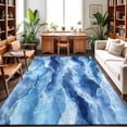 Abstract Ocean Waves Large Area Rugs 5x8ft Blue Marble Texture Coastal ...