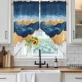Abstract Ocean Waves Swag Curtain Valance for Window 2 Panels Gradient ...