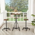 VECELO 3 Pieces Bar Table Set, 2-Tier Square Pub Bistro Table and ...