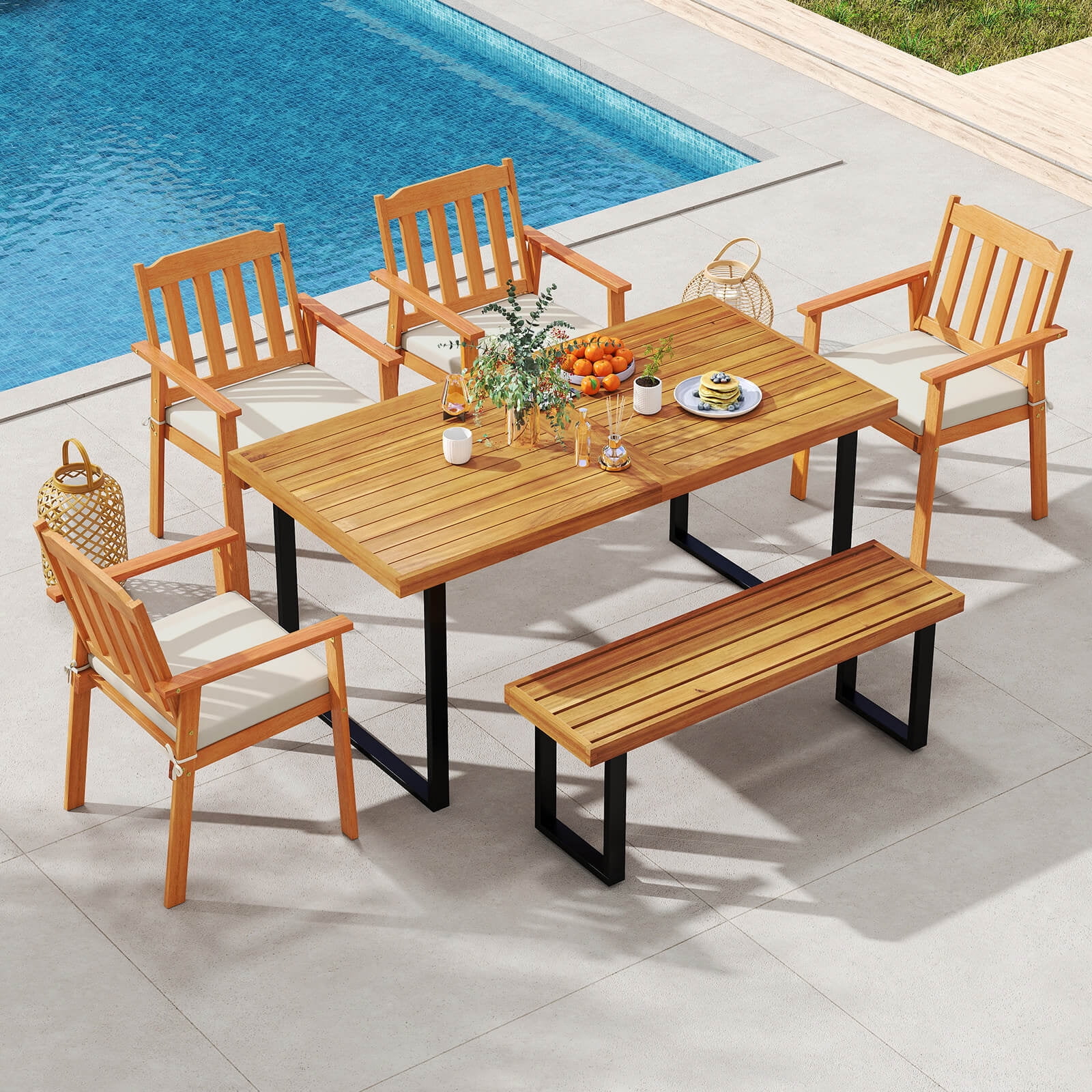 Click here for Costway 6pcs Patio Dining Table Set  Table With 4... prices