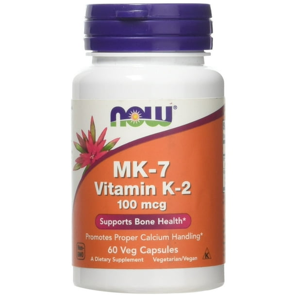 Suplemento NOW Foods MK-7 de vitamina K-2, 100 mcg, 60 cápsulas x3 | Walmart en línea